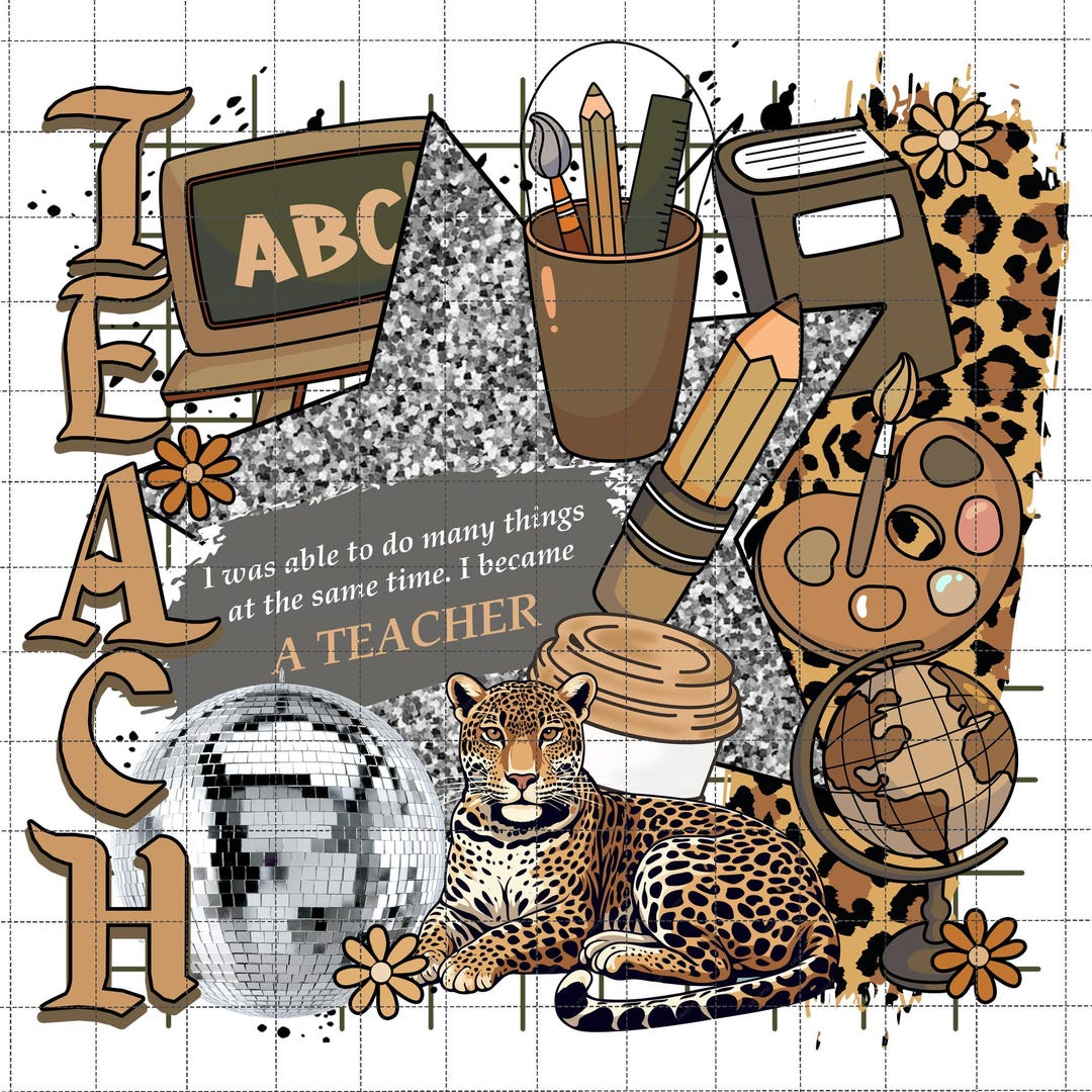 Teacher Clipart Leopard Png, Preppy Teacher Pencil Png, Teacher Life ...