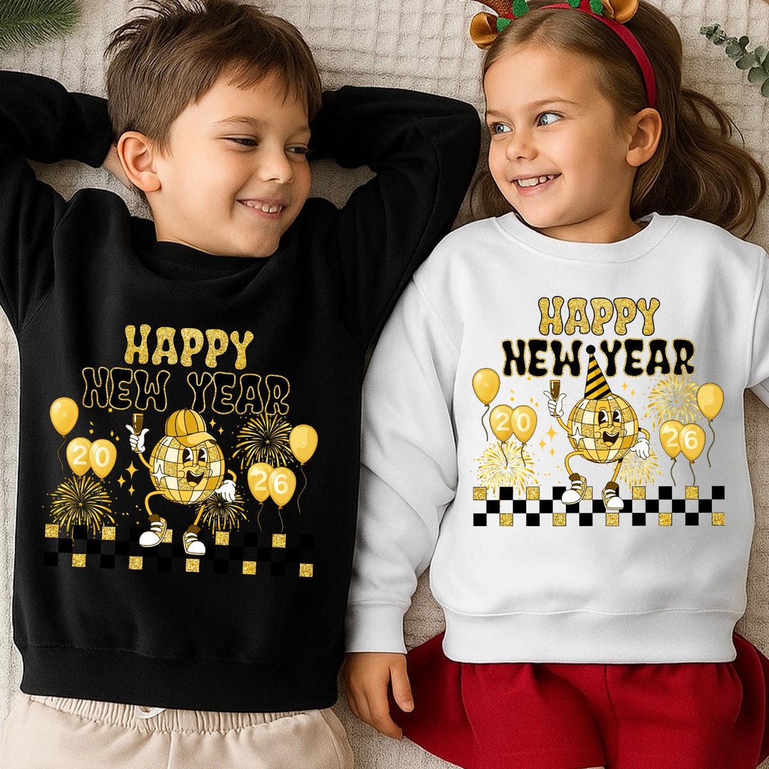 Happy New Year Disco Ball PNG Bundle, Happy New Year 2026 Png, Faux ...