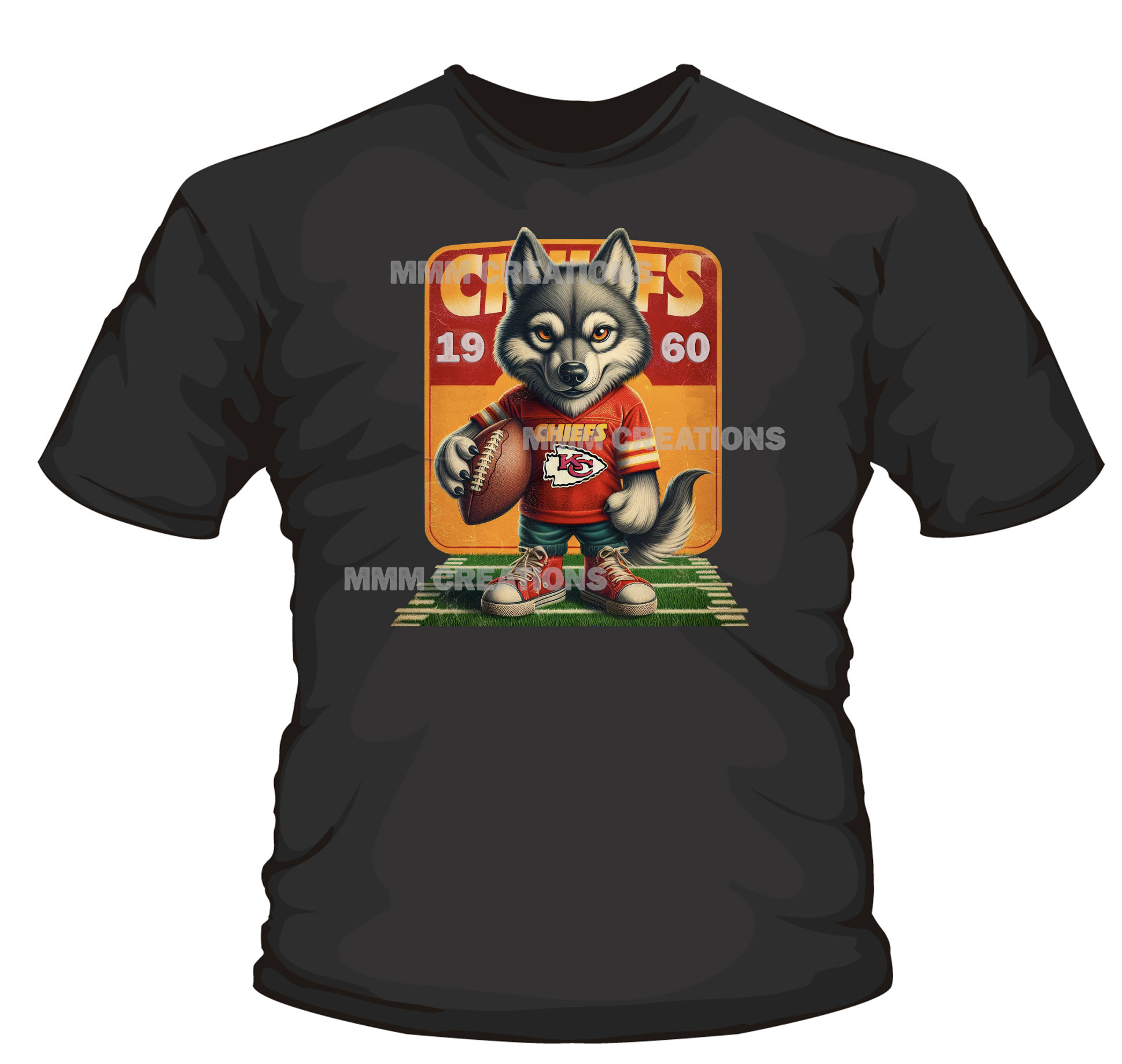 Chiefs Vintage Look Wolf Cartoon Png - Etsy
