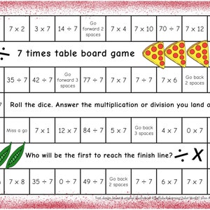 Times Tables Board Games Digital Download 2x to 12x - Etsy