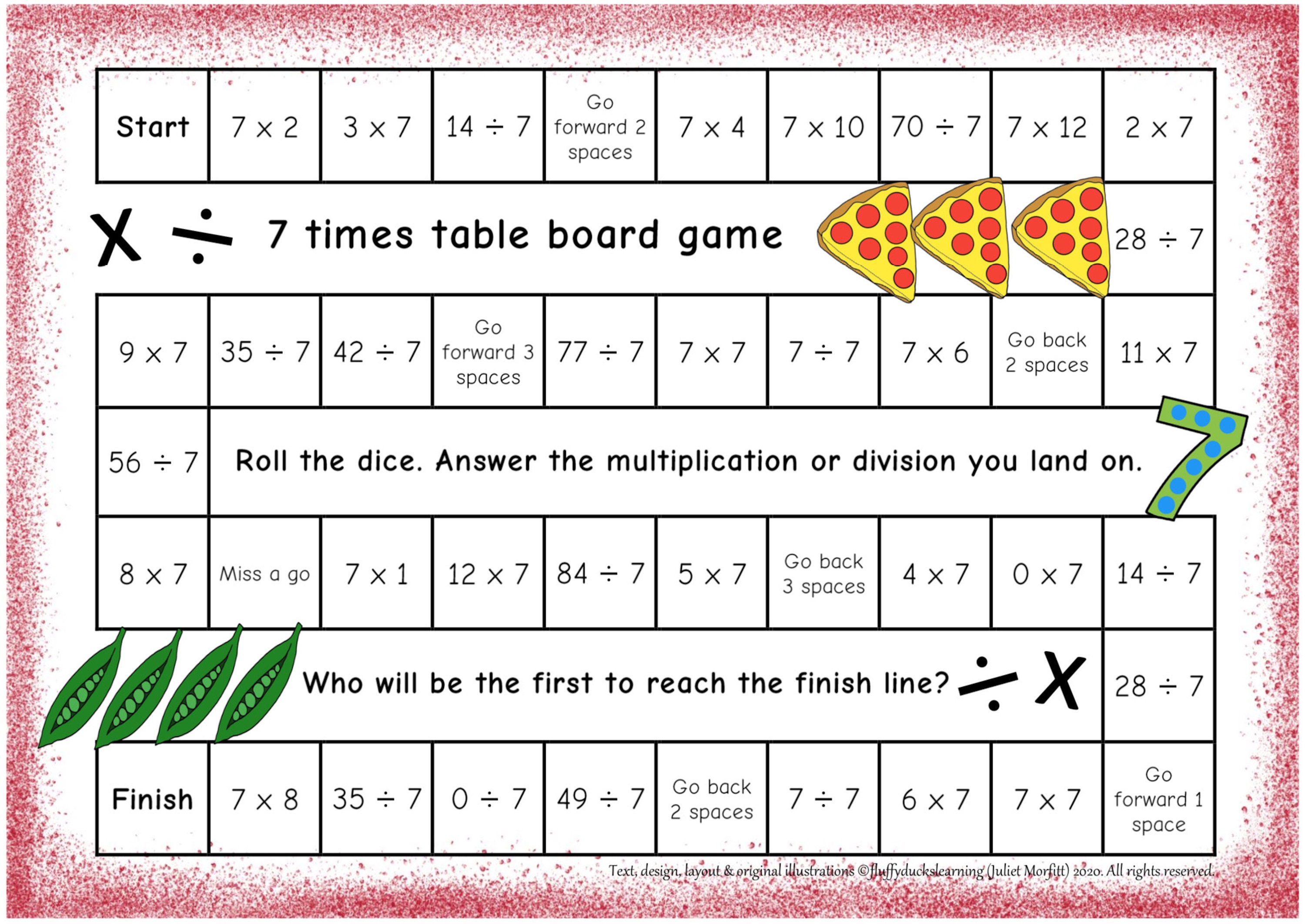 Times Tables Board Games Digital Download 2x to 12x - Etsy