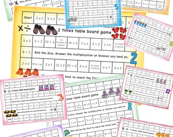 Times Tables Board Games Digital Download 2x to 12x - Etsy