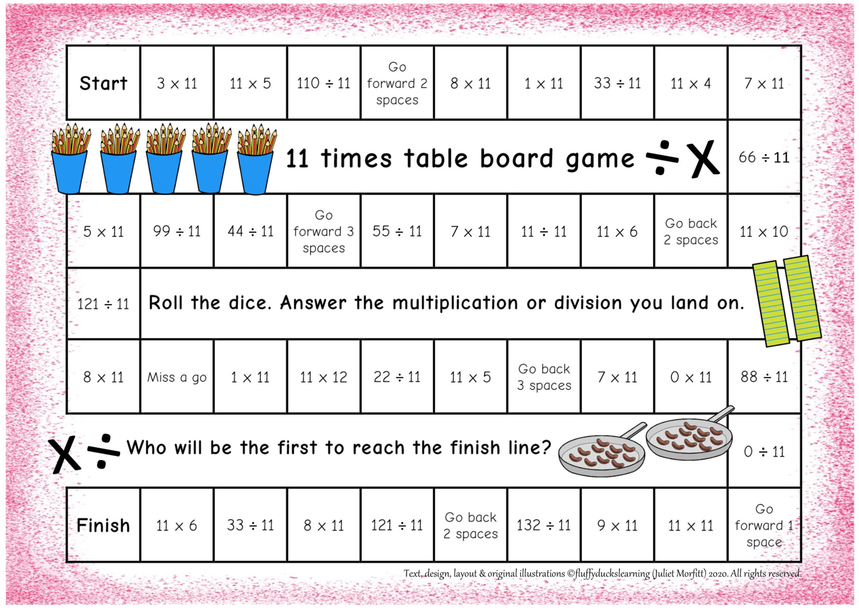 Times Tables Board Games Digital Download 2x to 12x - Etsy