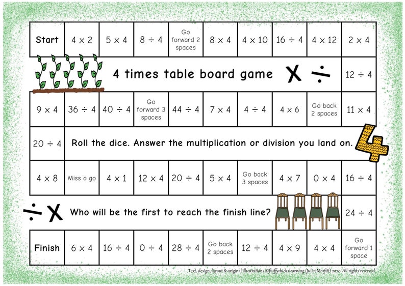 Times Tables Board Games Digital Download 2x to 12x - Etsy