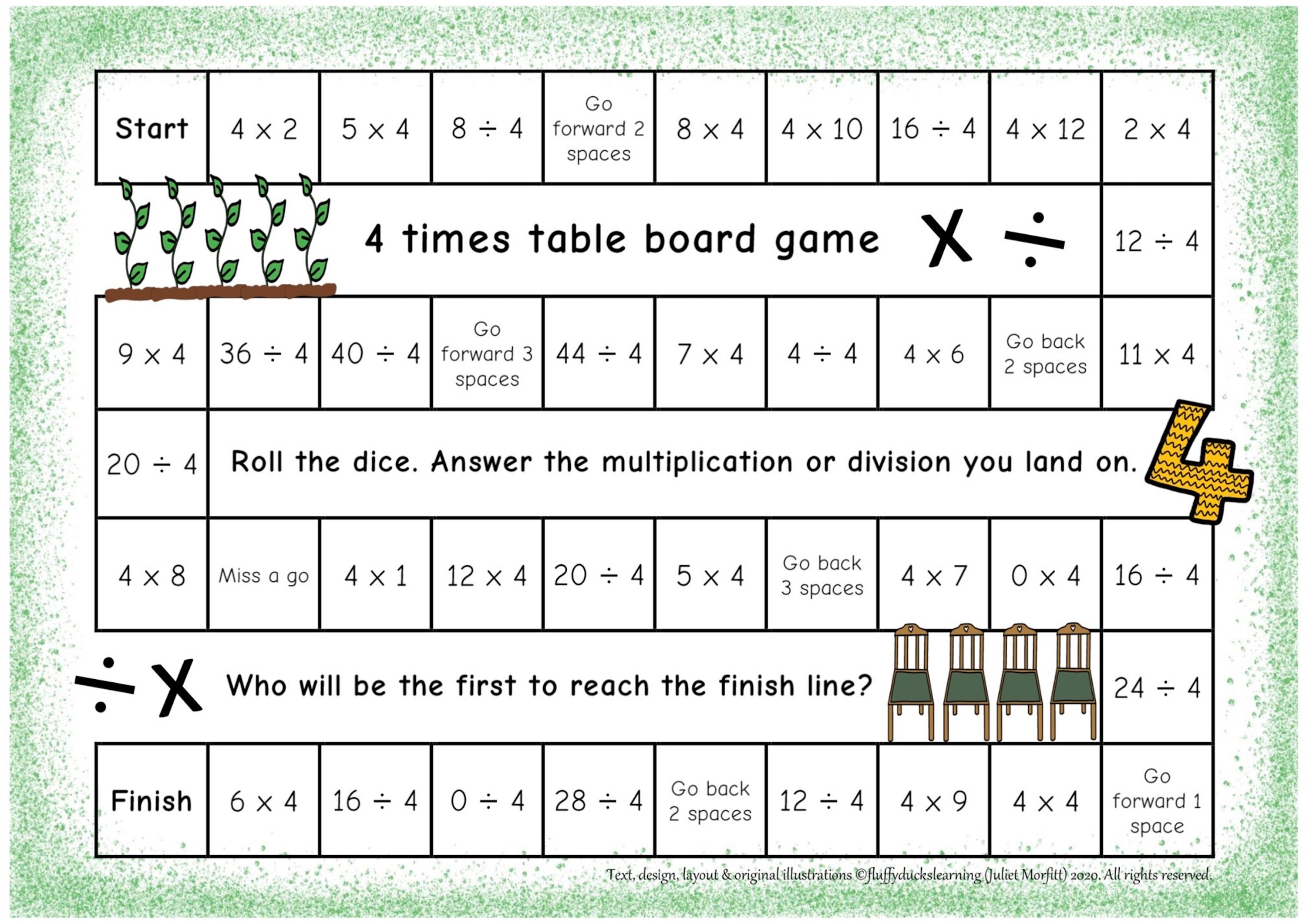 Times Tables Board Games 2x to 12x Laminated Set - Etsy UK
