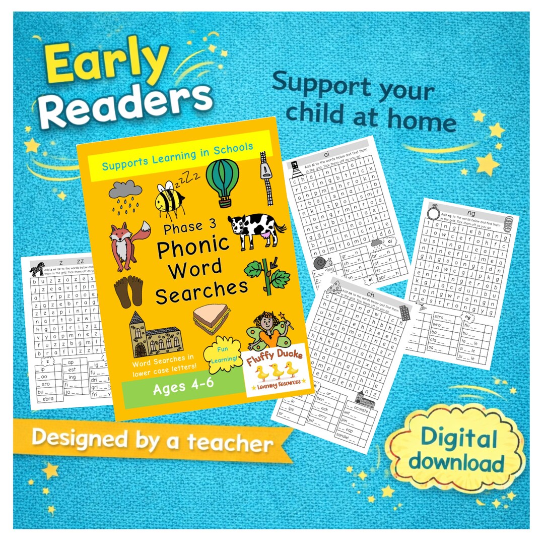 Phase 3 Phonics Book Word Searches Age 4+ Digital Download - Etsy UK