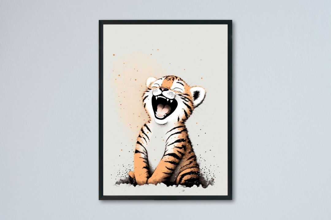 Positive Laughing Tiger Wall Art Print | Funny Printable Gift Wall ...