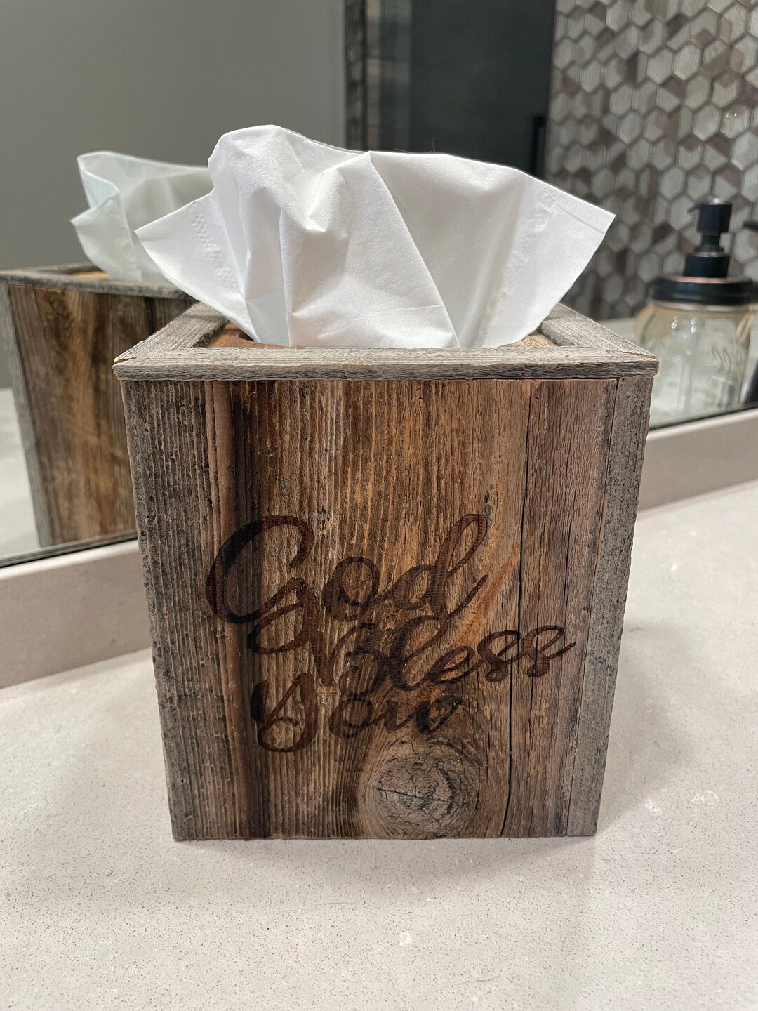 God Bless You Tissue Box Cover. Made Frome Reclaimed Barnwood ...