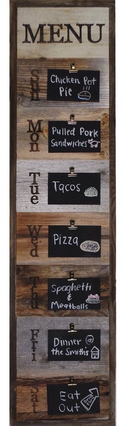 Farmhouse Menu Board Reclaimed Weekly Dinner Planner Barn - Etsy
