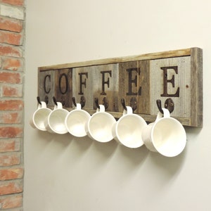 Coffee Mug Holder - Farmhouse Coffee Rack - Rustic Barn Wood Cup Hanger ...