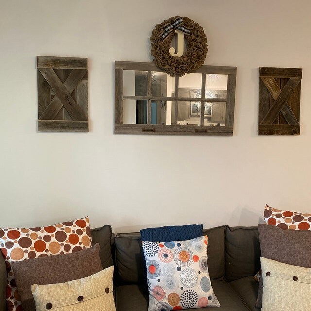 Farmhouse 8 Pane Window Mirror Rustic Wood Wall Hanging - Etsy