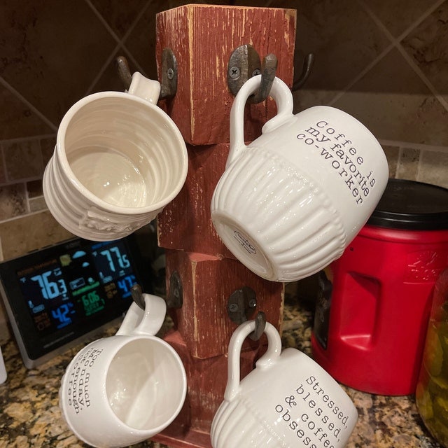 Painted Mug Tree 18 Colors Reclaimed Wood Cup Holder - Etsy