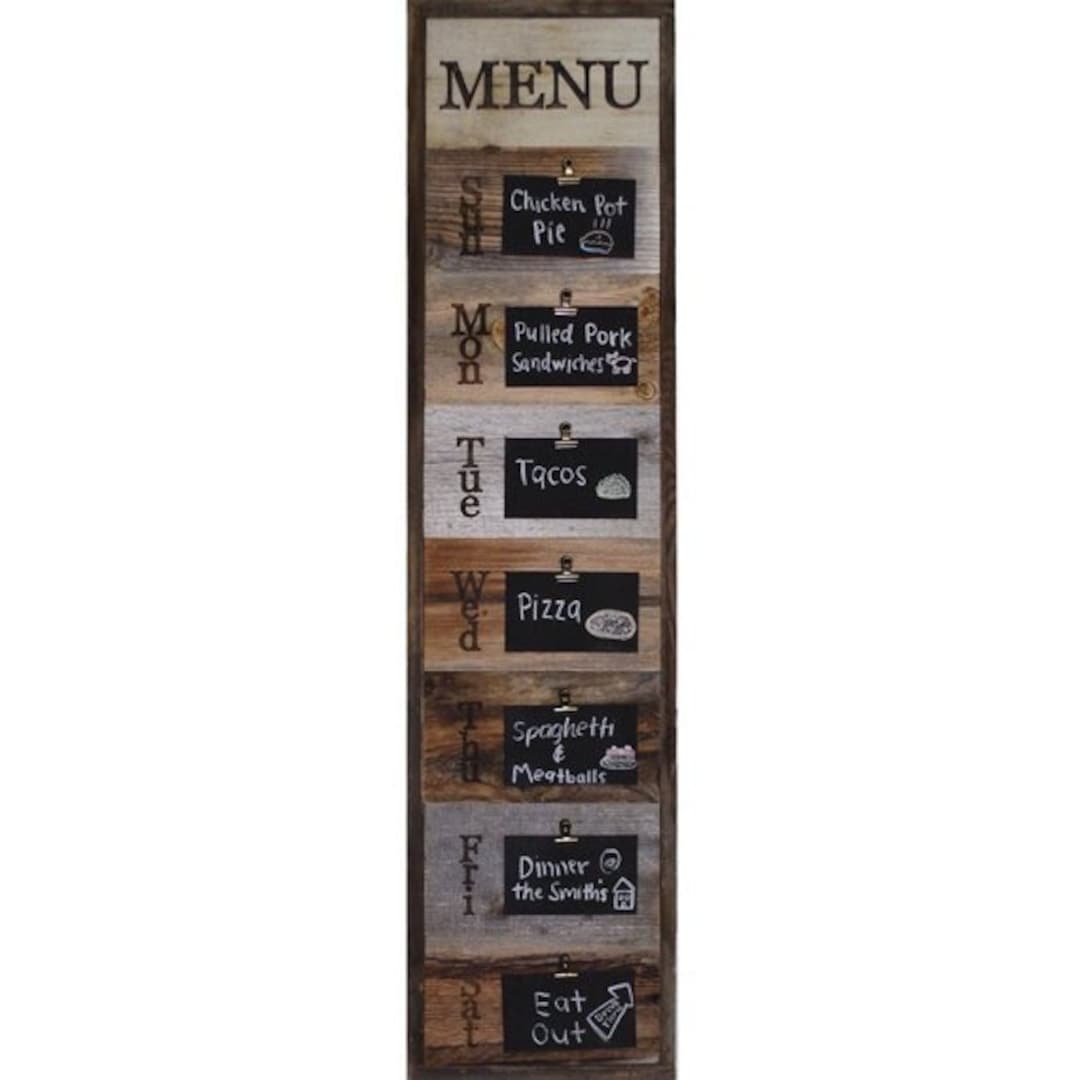 Farmhouse Menu Board - Reclaimed Weekly Dinner Planner - Barn Wood ...