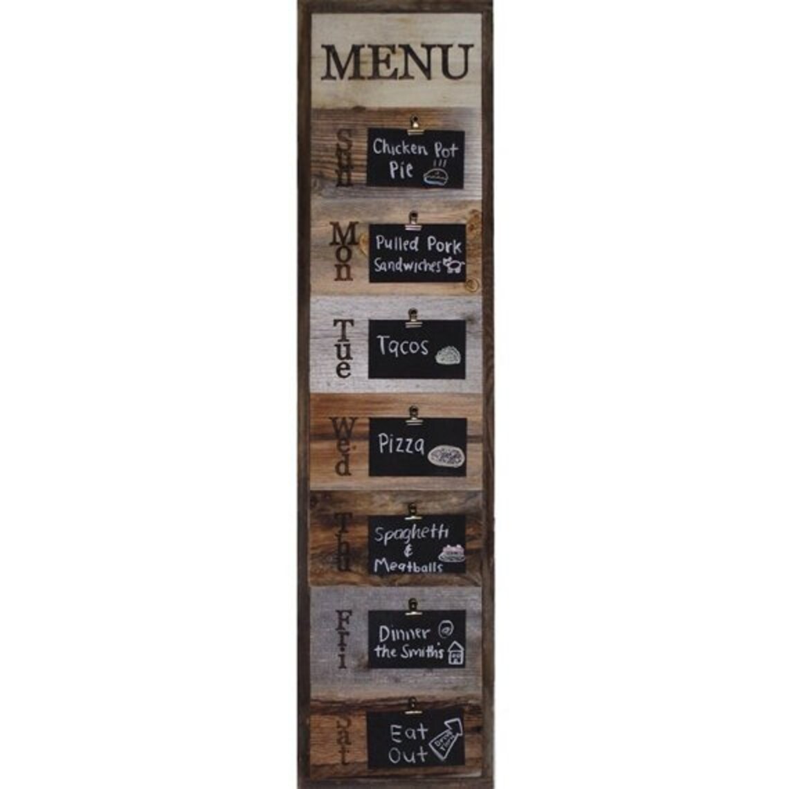 Menu Board Made From Real Barn Wood - Farmhouse Weekly Meal Planner for ...