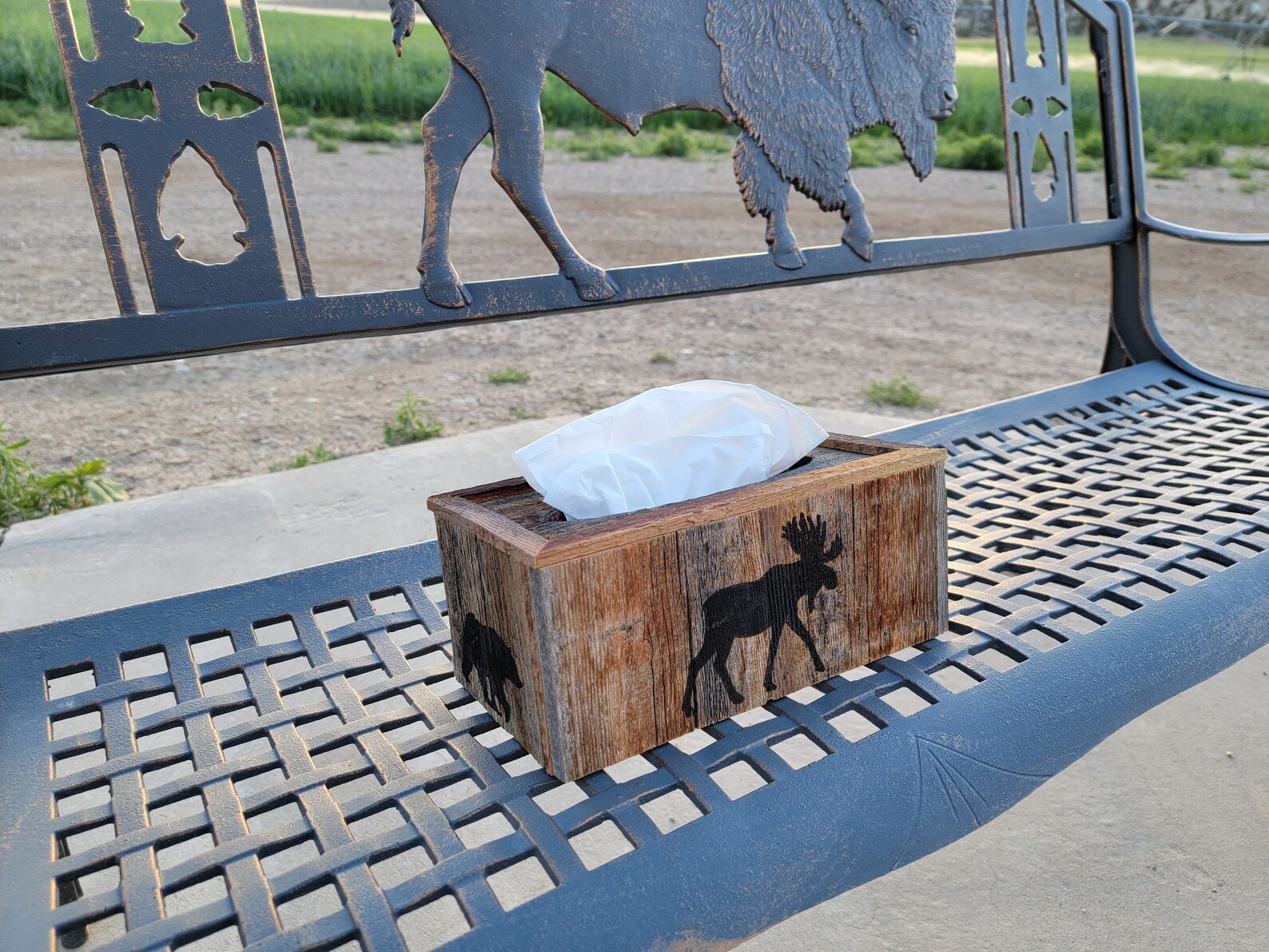 FULL SIZE Rustic Rectangular Tissue Box Cover. Customizable Reclaimed ...