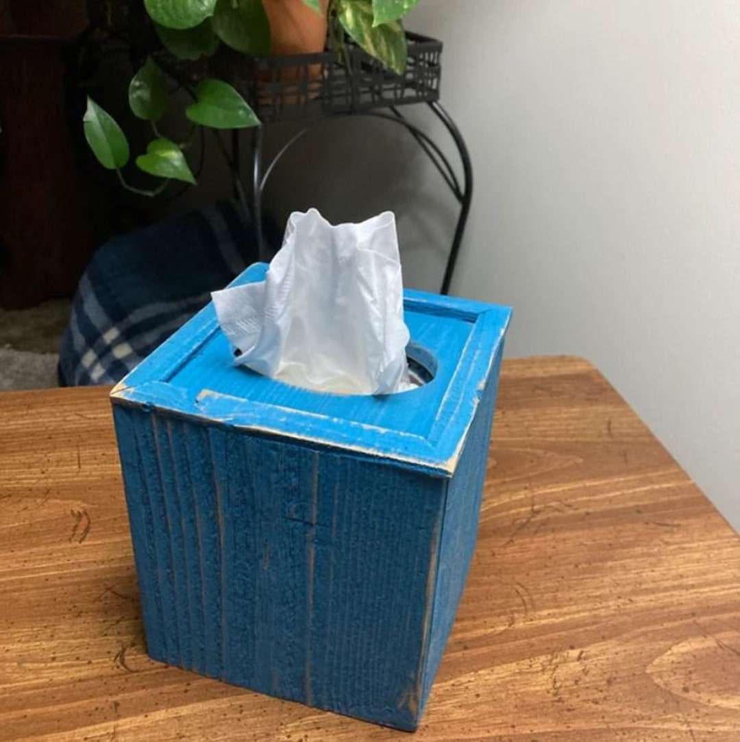 Weathered Ocean Blue Tissue Box Cover for Square Tissue Box - Beach ...