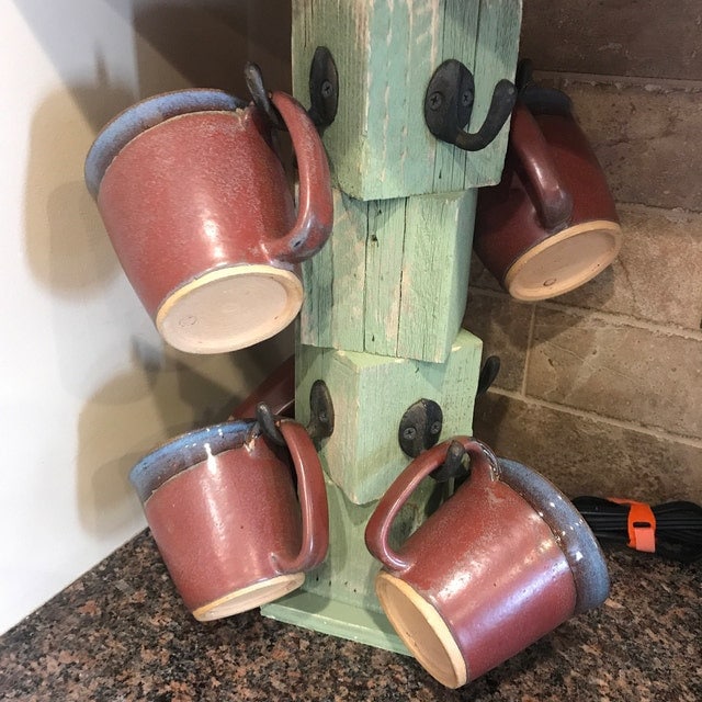 Painted Mug Tree 18 Colors Reclaimed Wood Cup Holder - Etsy