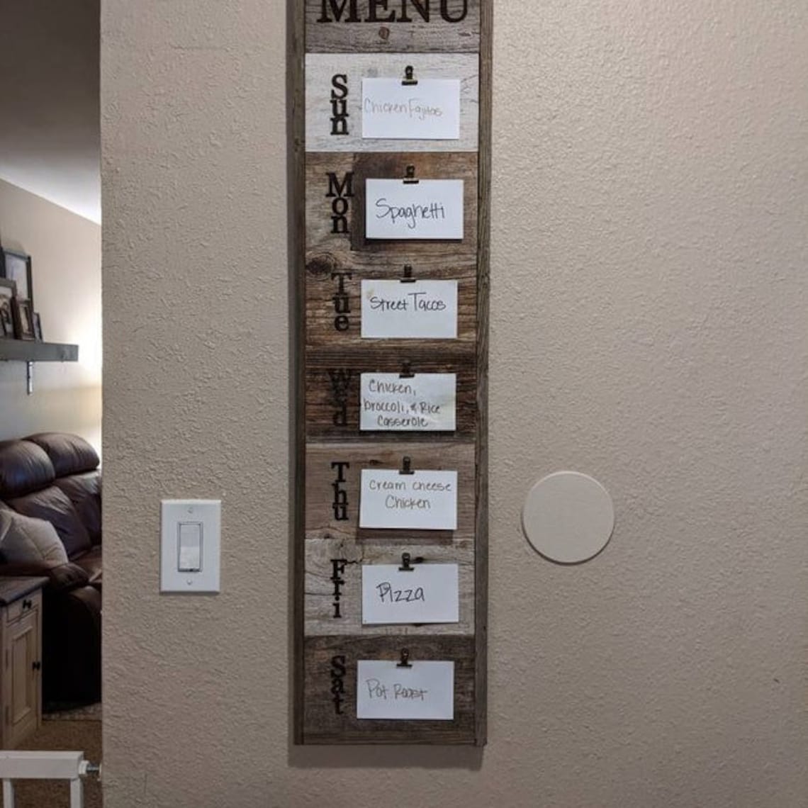 Menu Board Made From Real Barn Wood - Farmhouse Weekly Meal Planner for ...