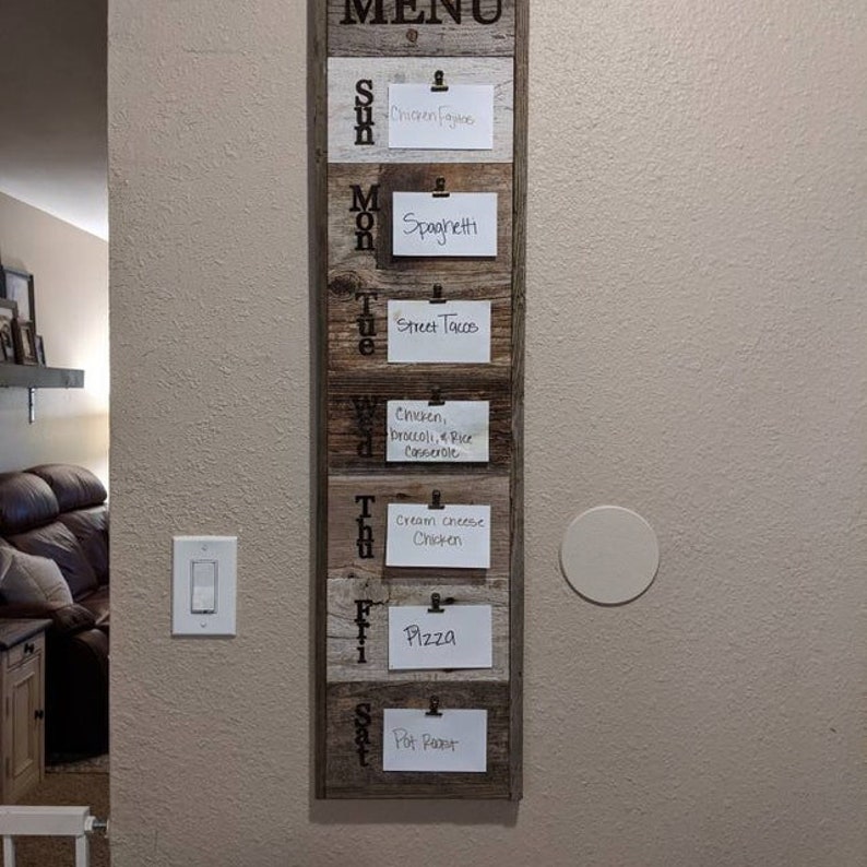 Menu Board Made From Real Barn Wood Farmhouse Weekly Meal - Etsy