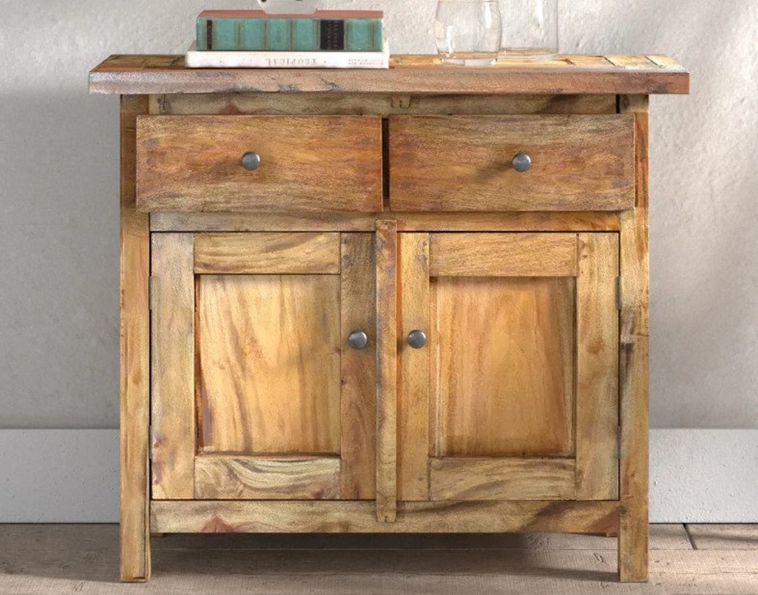 Rustic Wooden Sideboard Small Vintage Cupboard Solid Wood - Etsy UK