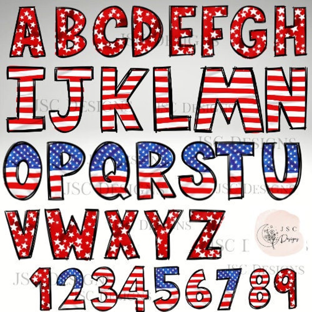 Patriotic Alphabet, 4th of July Letters, Alpha Doodle Letters ...