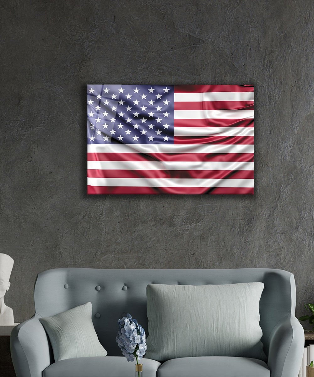 US Flag Glass Picture Wall Poster Wall Art for Living Room - Etsy