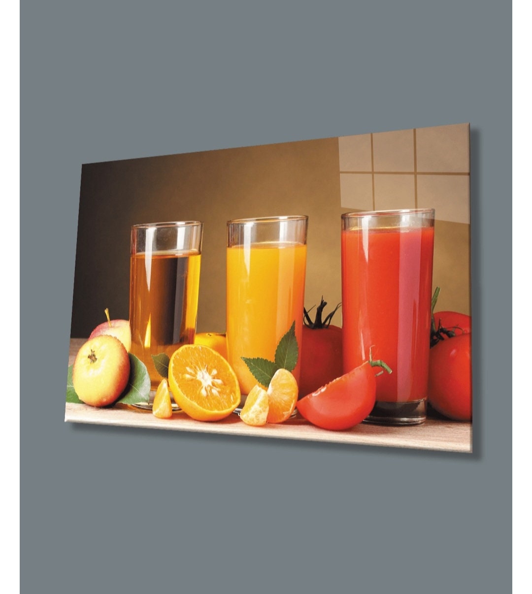 Fruit Juice Glass Picture, Kiwi, Wall Decor, Wall Art, Apple, Kitchen ...