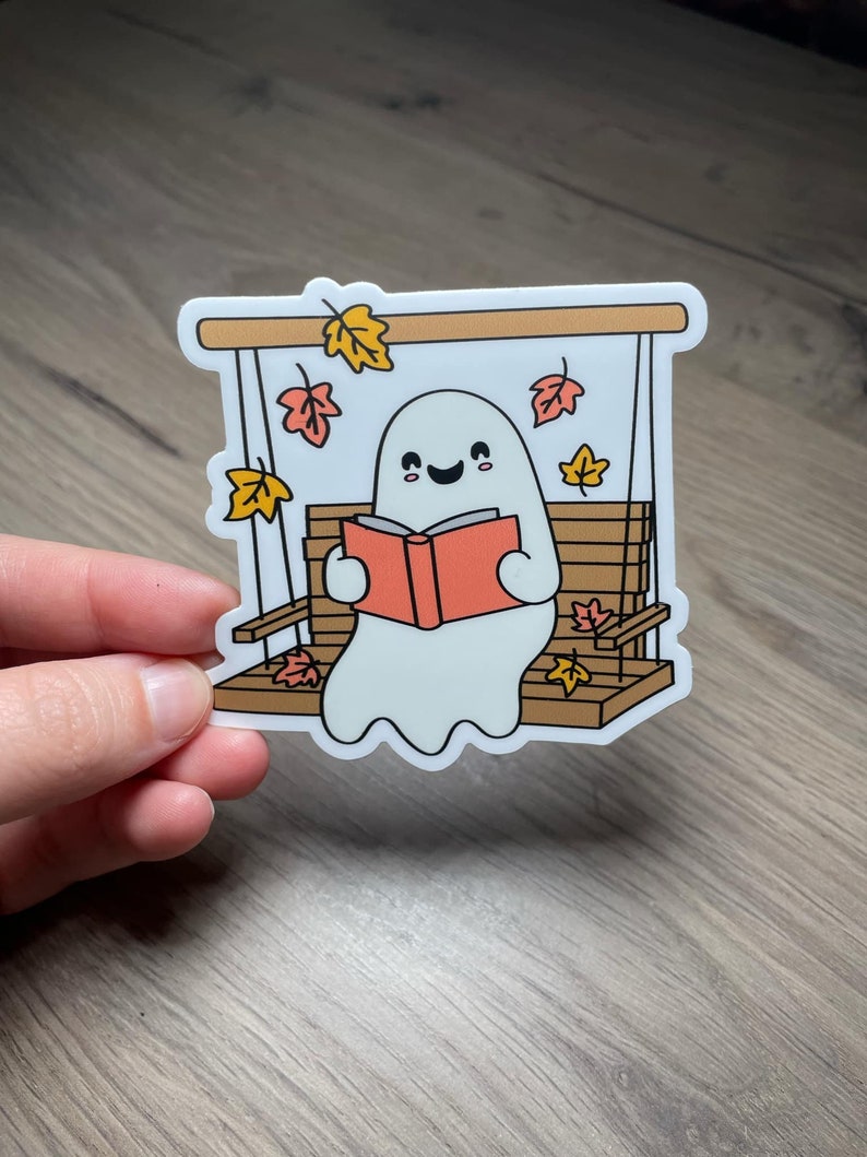Bookish Porch Swing Ghosty Sticker, Fall Vibes, Waterproof Stickers ...