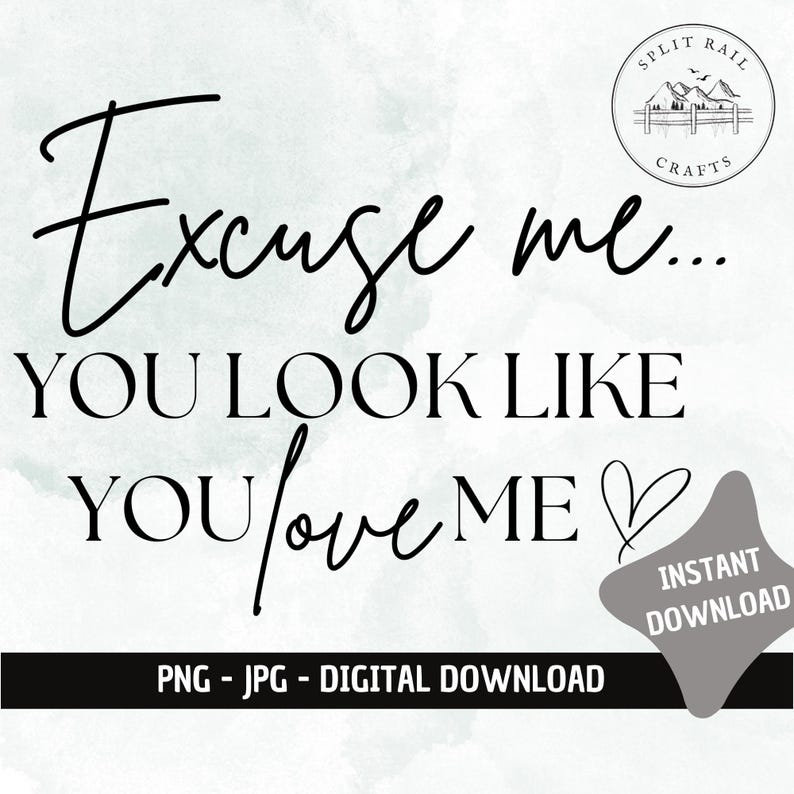 Excuse Me You Look Like You Love Me - PNG - JPG - Digital File ...