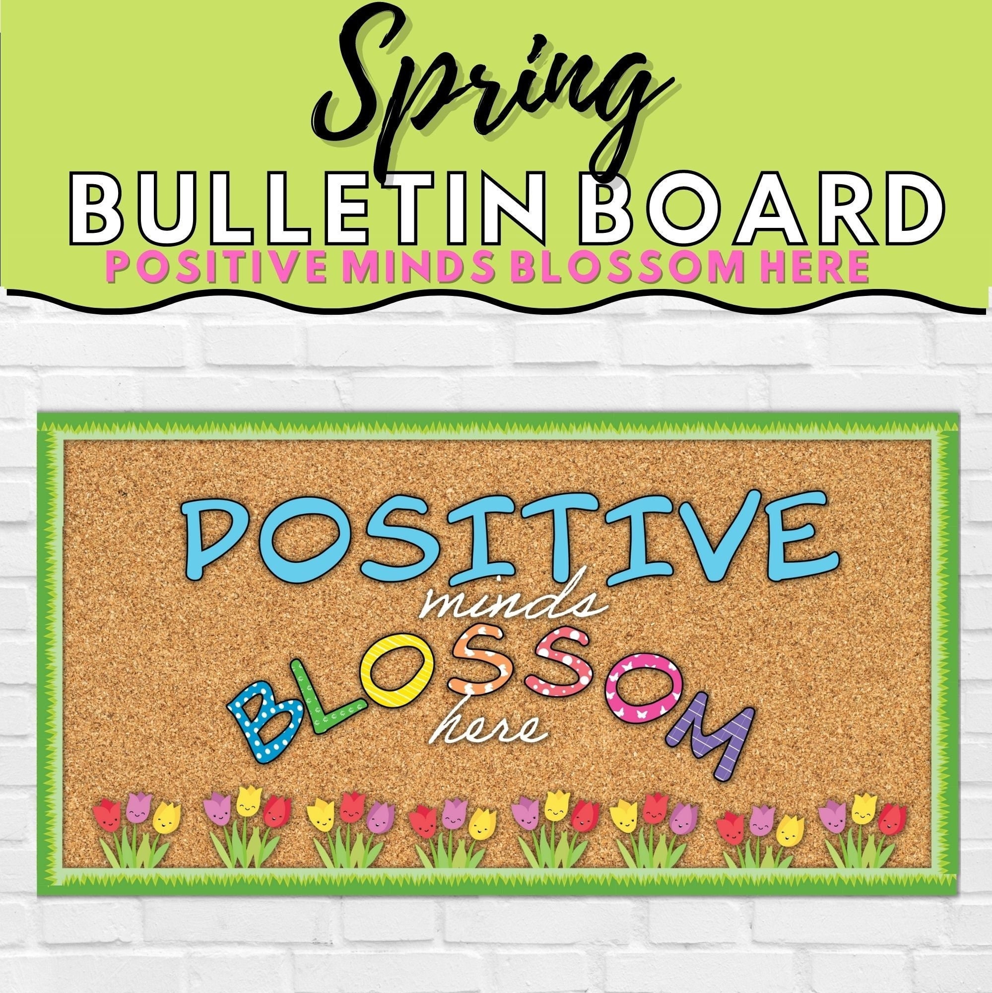 Spring Bulletin Board Positive Minds Blossom Here - Etsy