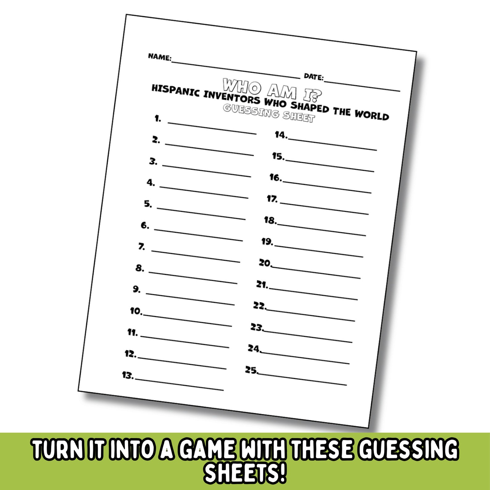 Hispanic Heritage Month Who Am I Bulletin Board Game | Hispanic ...
