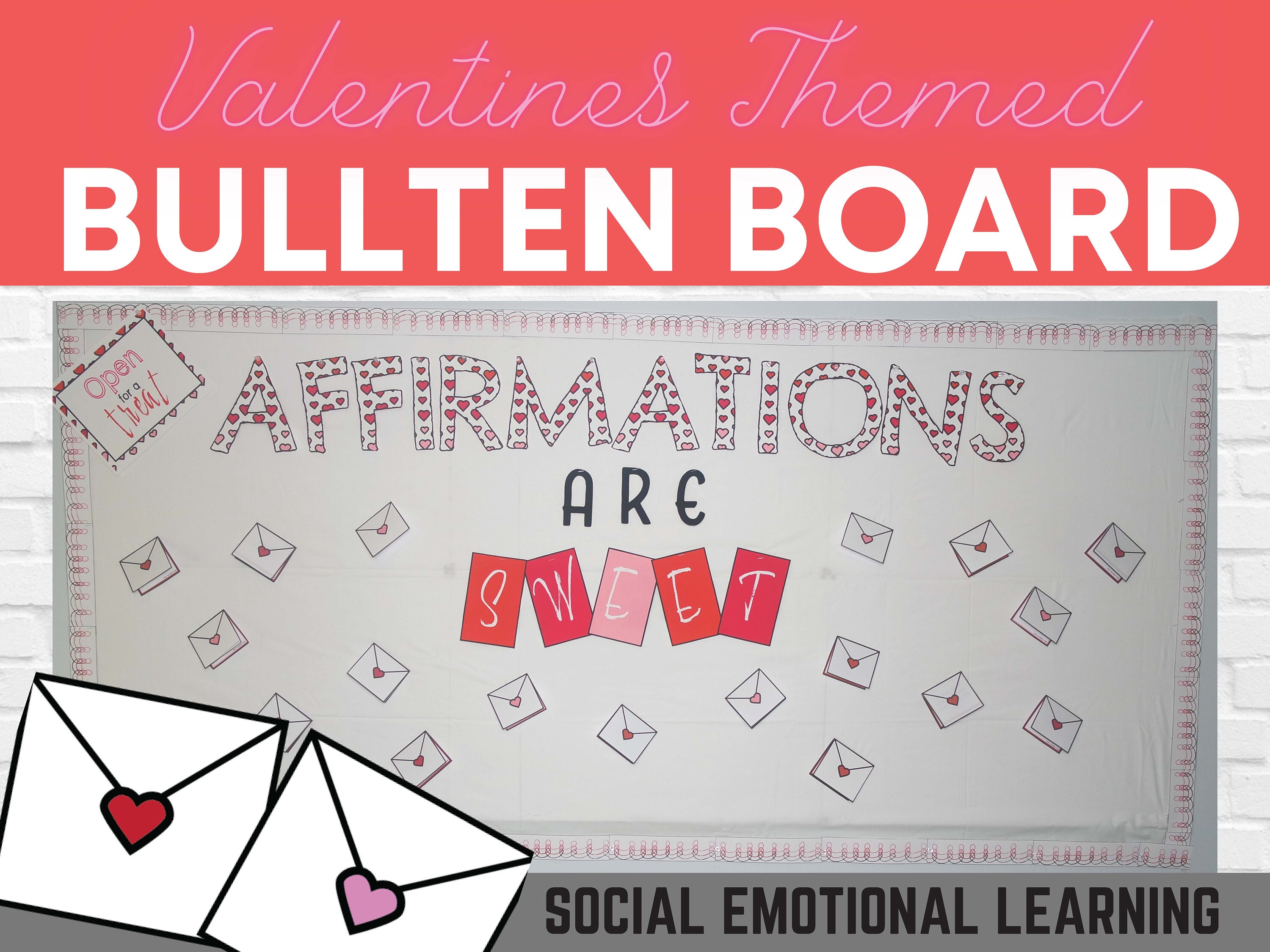 Affirmations Are Sweet Valentines Day Interactive Bulletin Board SEL - Etsy
