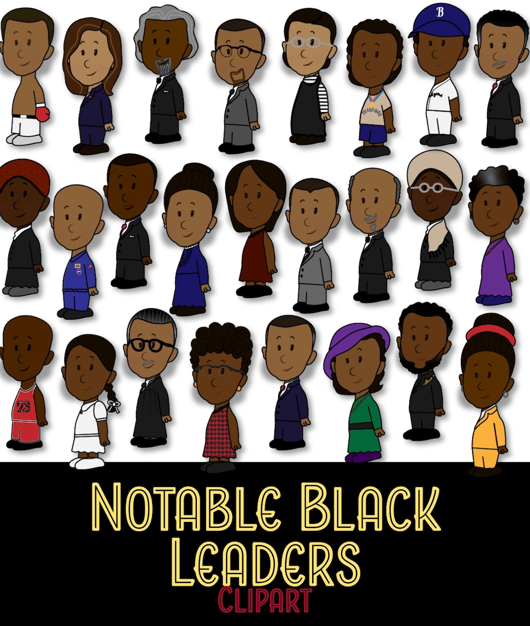 25 Notable Black Leaders Clipart - Black History Month - Etsy
