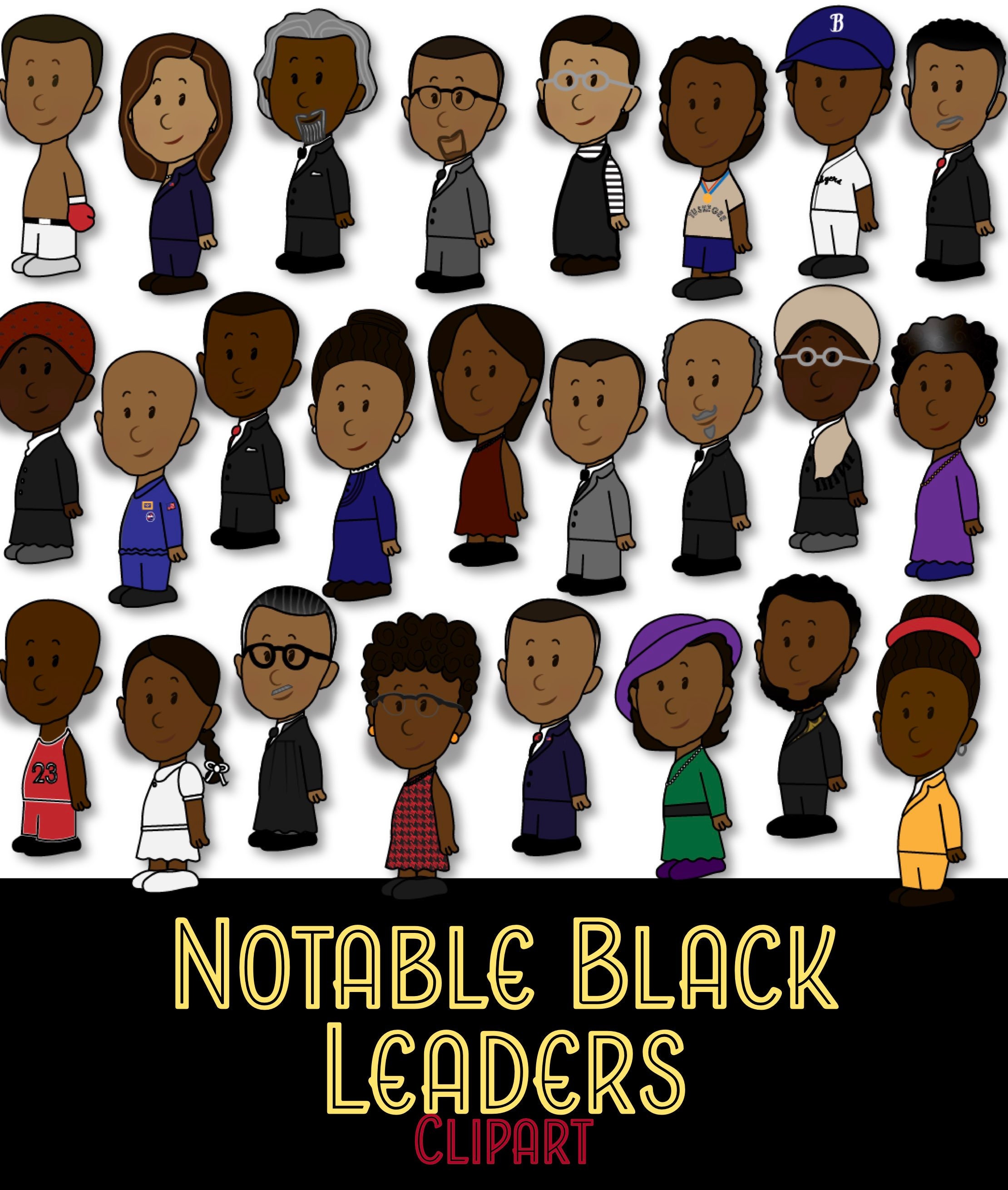 25 Notable Black Leaders Clipart Black History Month - Etsy