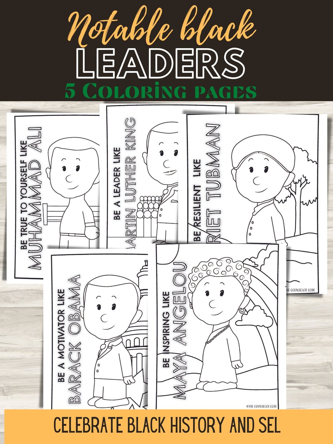 Notable Black Leaders Coloring Sheets - Black History Month - Etsy
