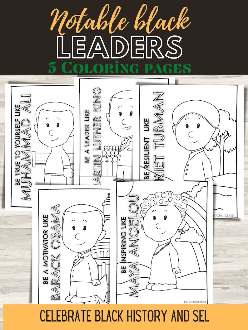 Notable Black Leaders Coloring Sheets Black History Month - Etsy