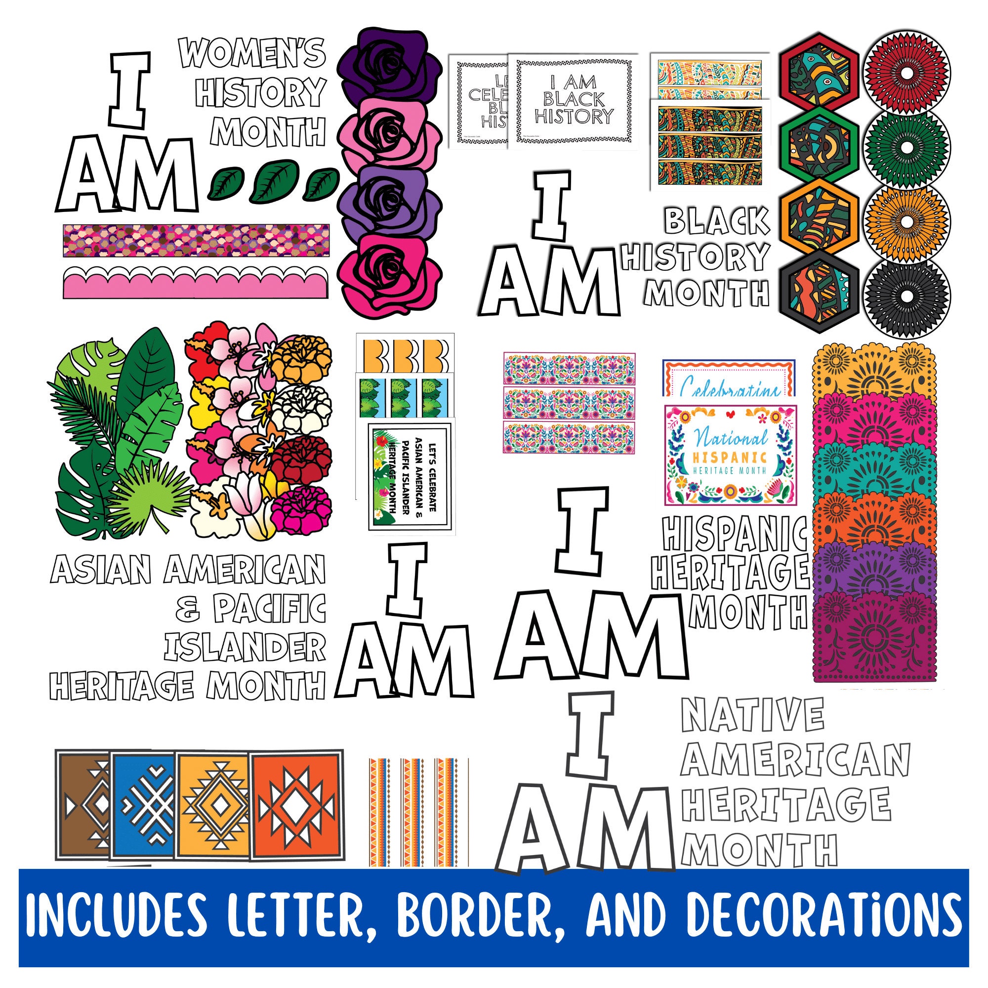 History & Heritage Months Bulletin Board Bundle | SEL - Etsy