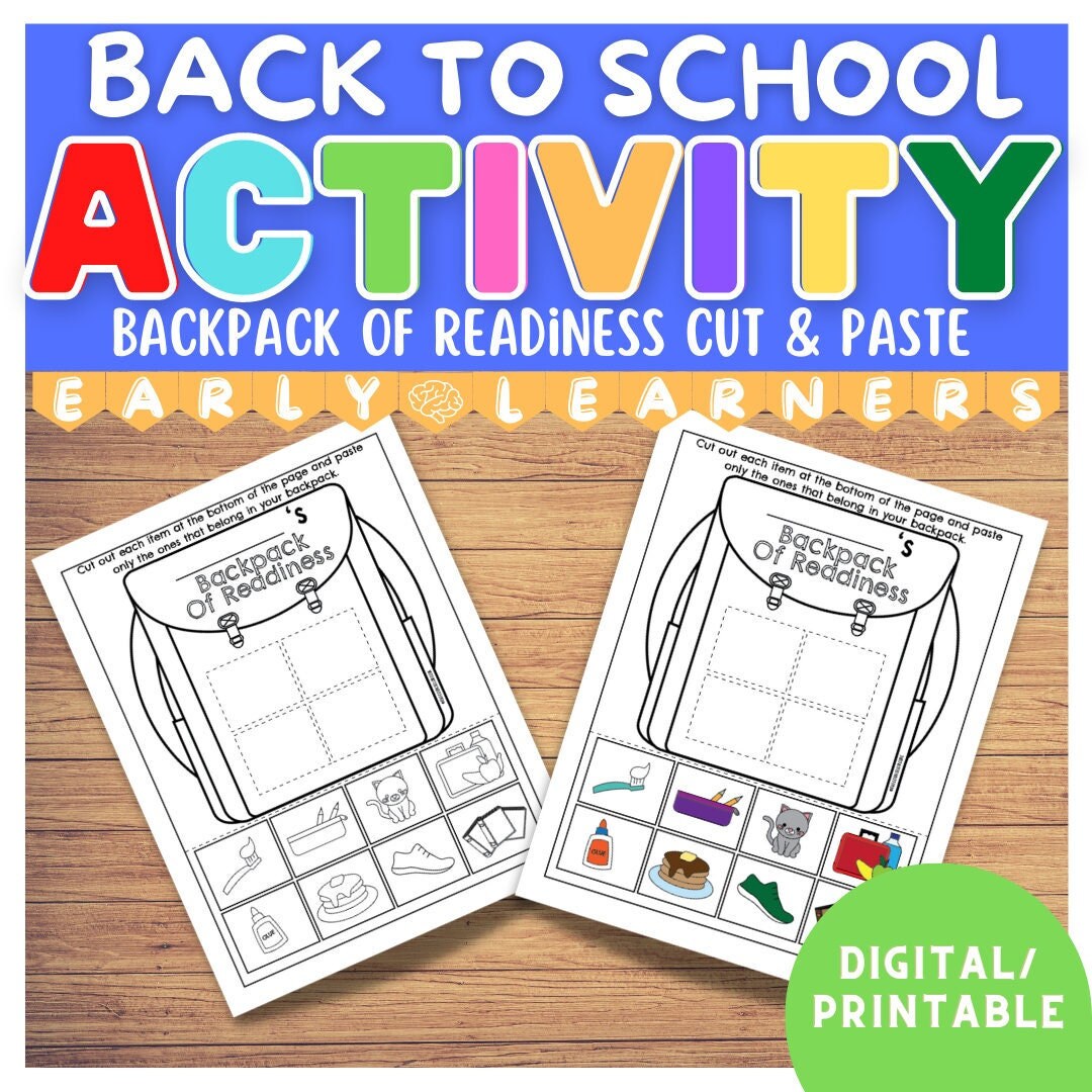 Backpack of Readiness - Back to School Digital & Printable Activity - Etsy