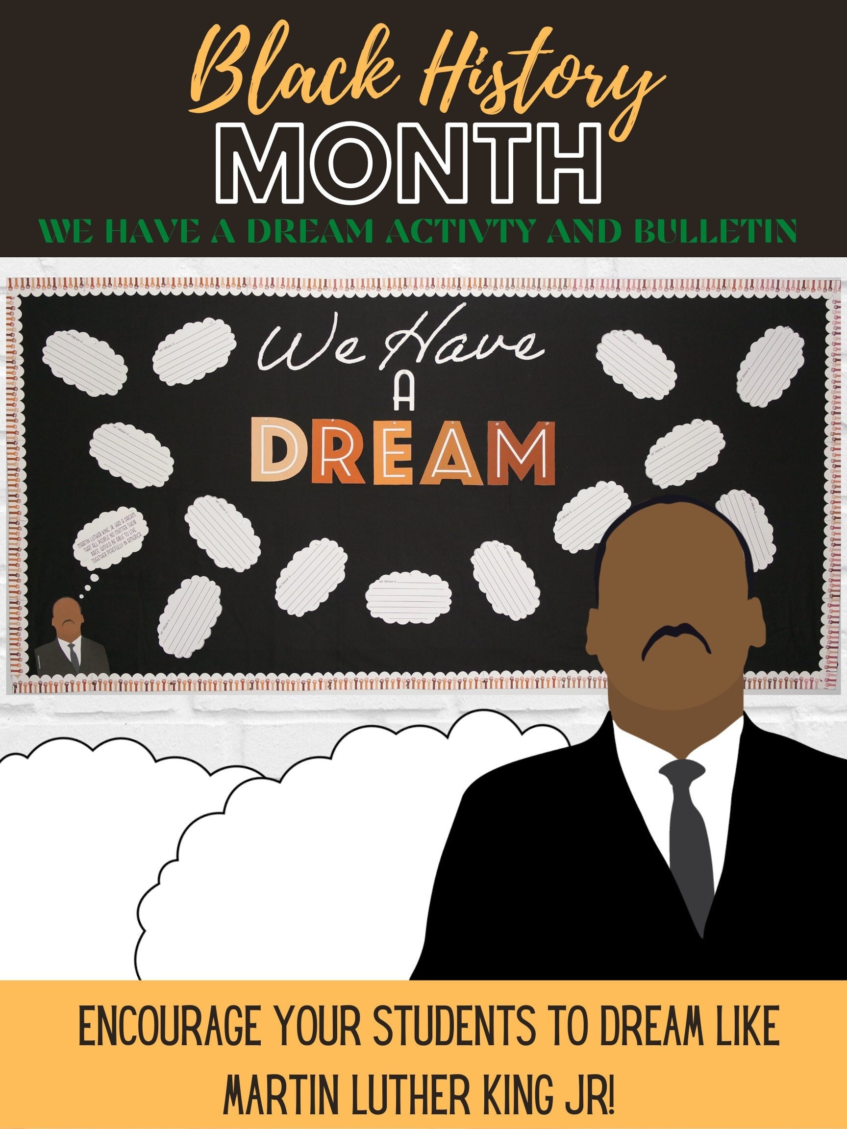 We Have A Dream Bulletin Board Activity Black History Month - Etsy