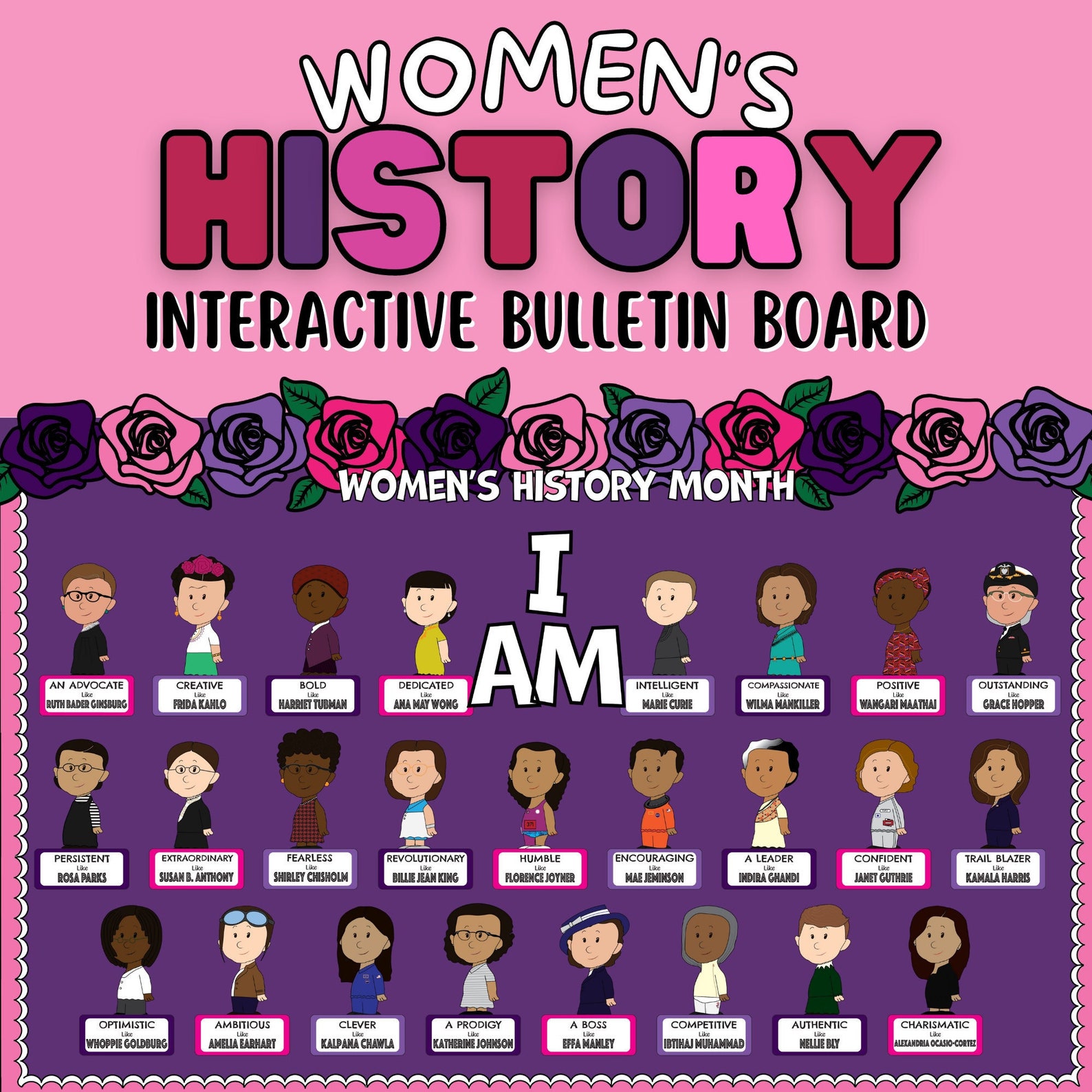 Women's History Month Bulletin Board - SEL - Interactive - Etsy