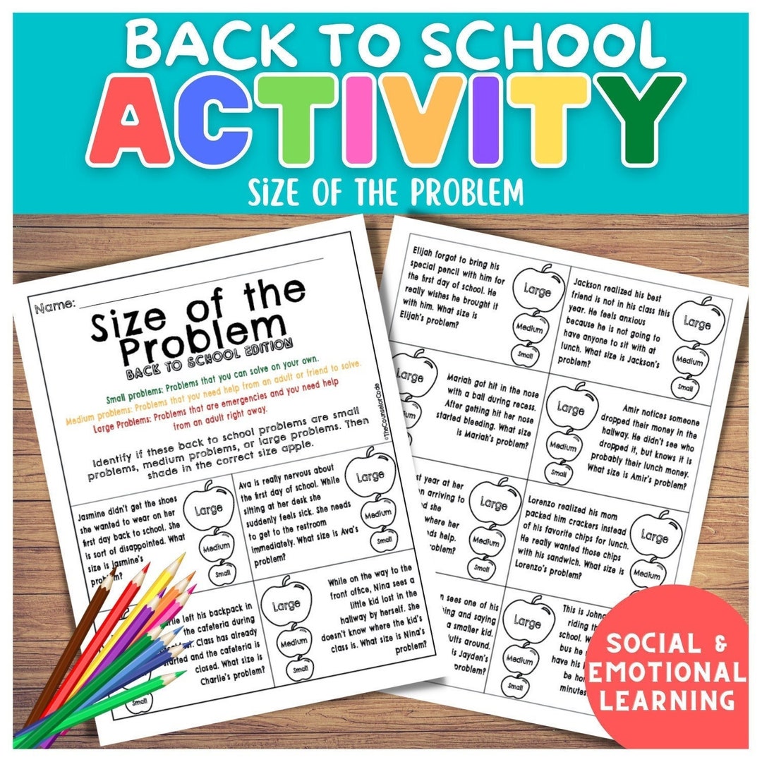 Size of Problem | Social & Emotional Learning Back to School Activity ...