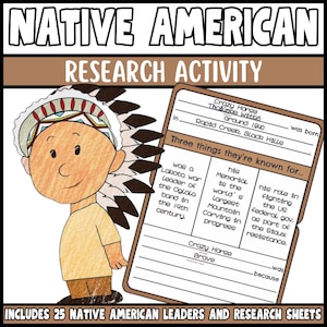 Native American Heritage Month Research Project Activity | Social ...