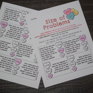 Size of Problems | Valentines SEL Worksheet Activity - Etsy