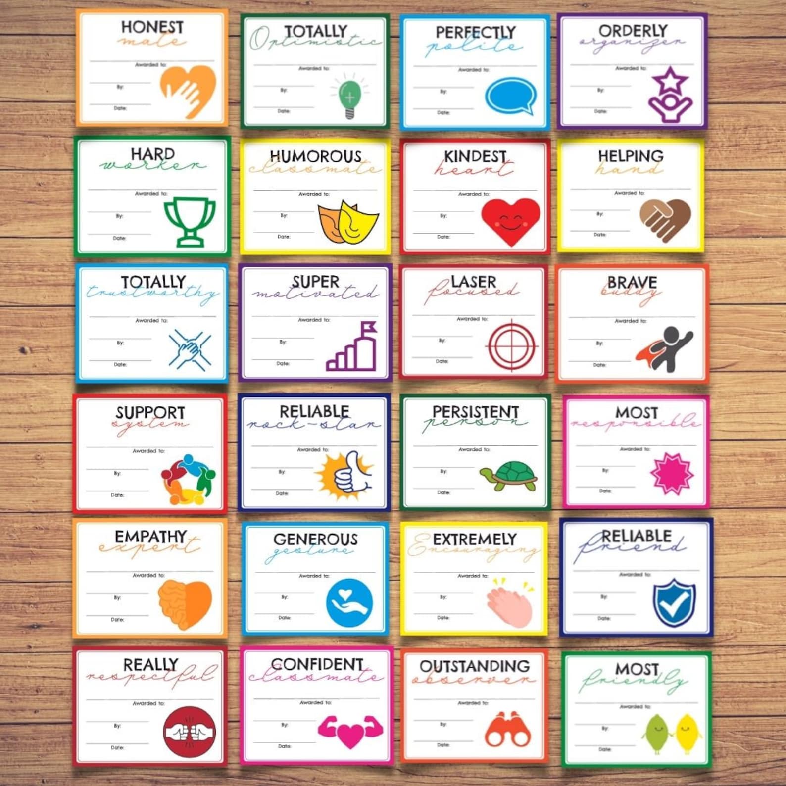 End of Year Positive Character Trait Awards - Etsy