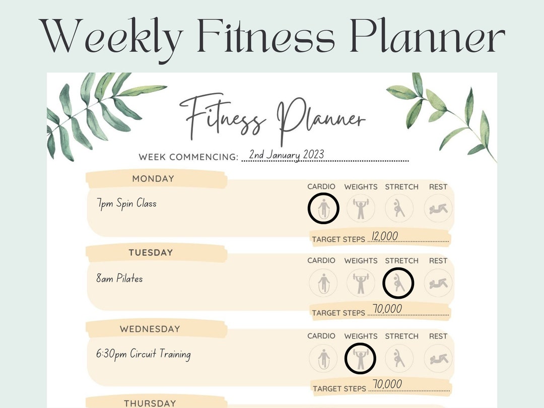 Weekly Fitness Planner Printable, A4 & A5 Sizes, PDF File, Instant ...