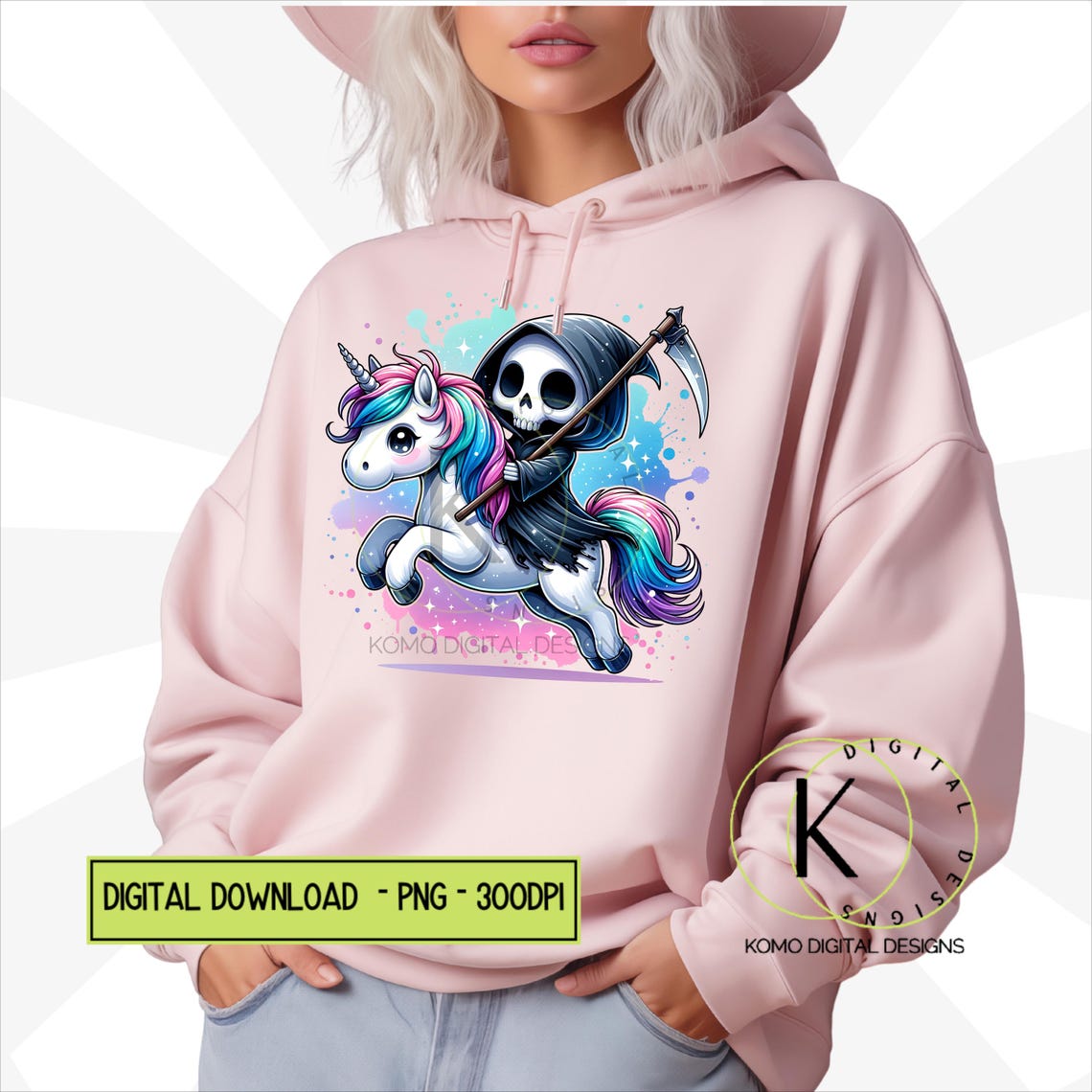 Cute Grim Reaper Unicorn Clipart, Pastel Fantasy PNG, Kawaii Skeleton ...
