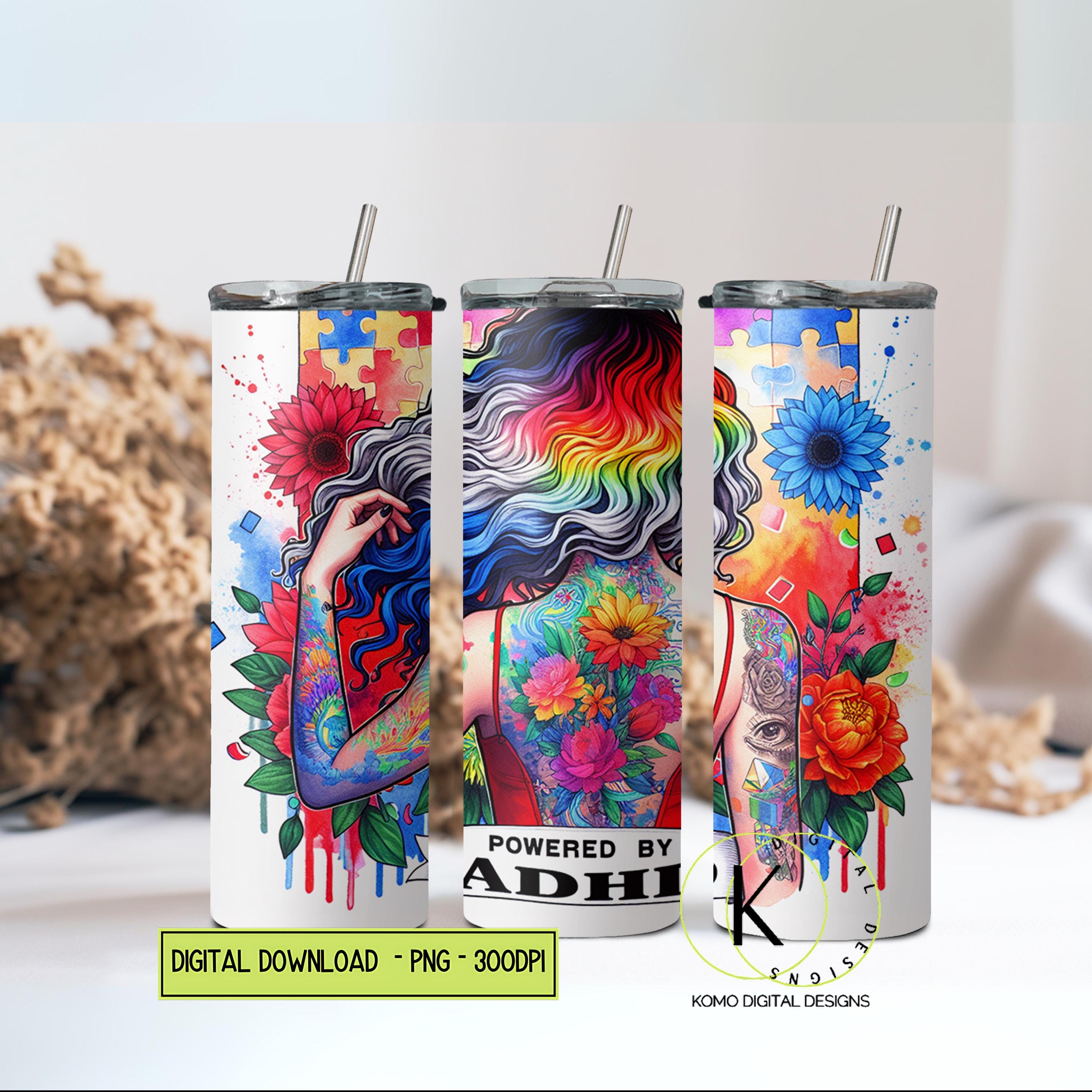 Neurodivergent ADHD Awareness Tumbler Wrap - 20oz Skinny Sublimation ...