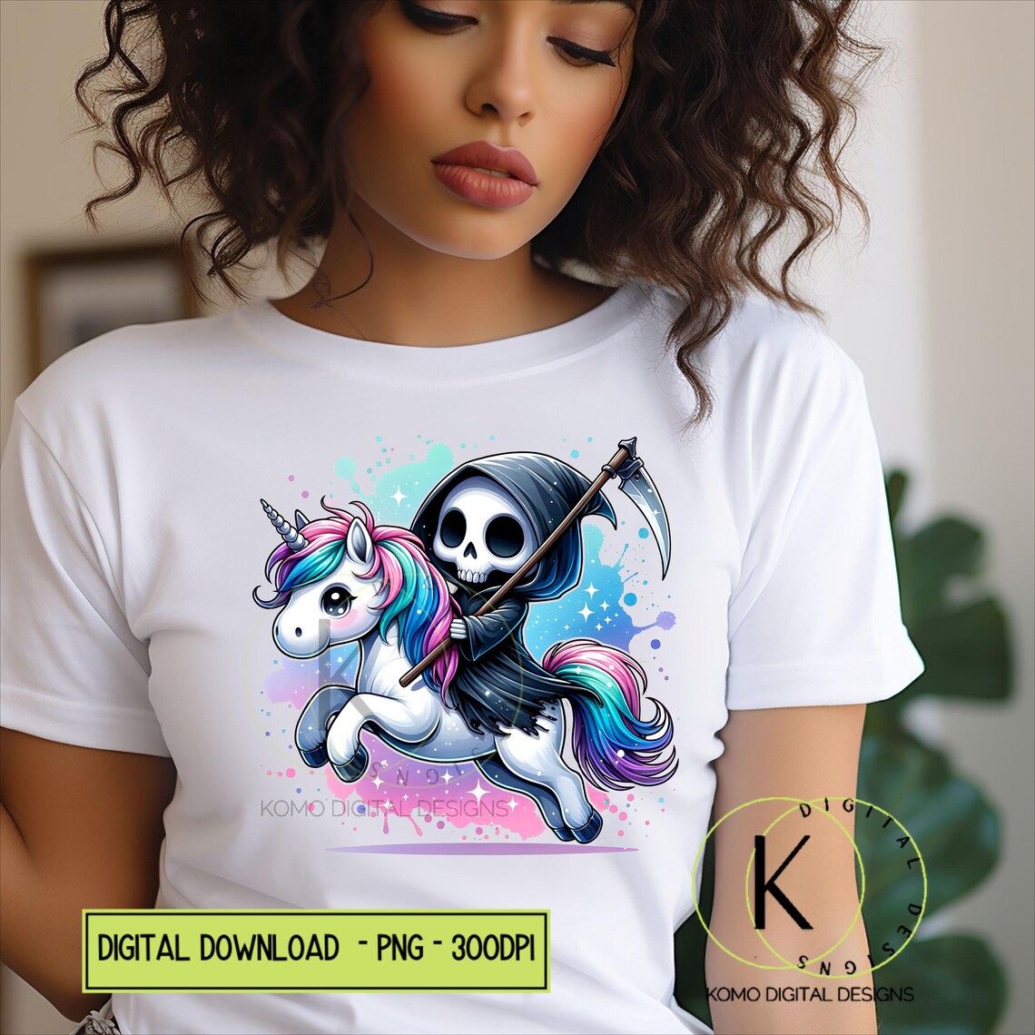 Cute Grim Reaper Unicorn Clipart, Pastel Fantasy PNG, Kawaii Skeleton ...