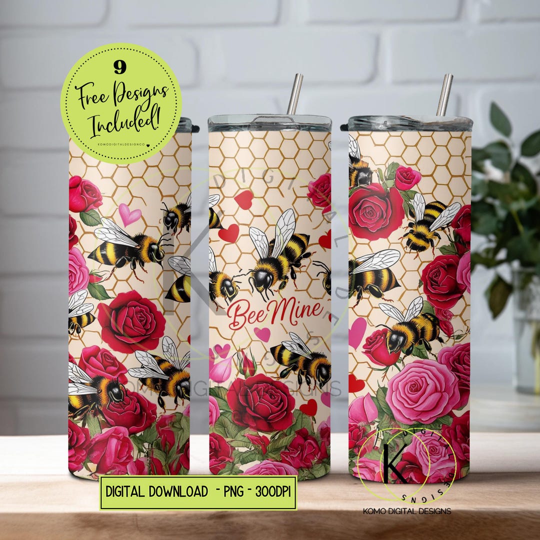 Bee Mine Bumblebee Hearts Valentines Day 20 Oz Skinny Tumbler ...