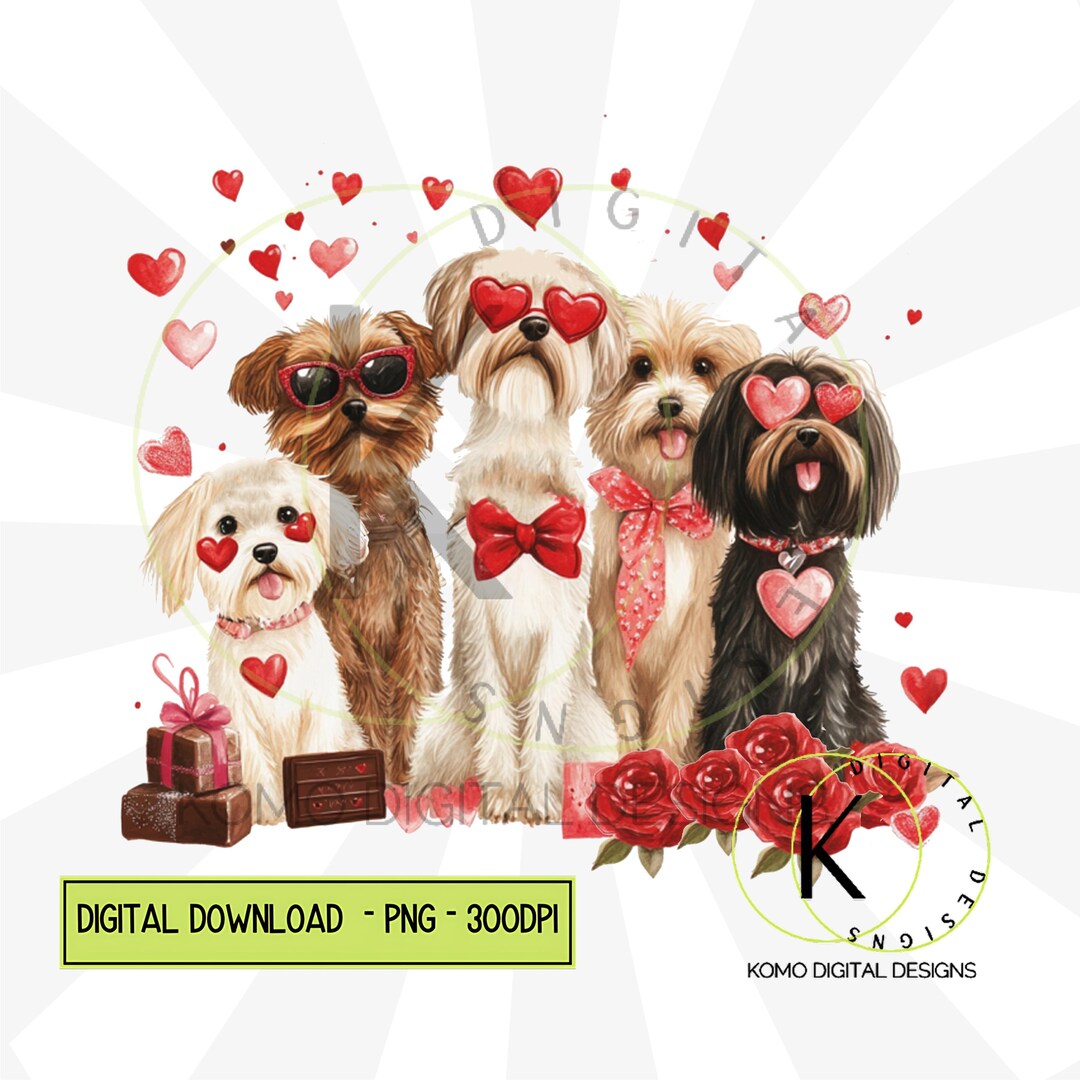 Valentine's Day Dog Clipart PNG | Cute Puppy Sublimation Design | Heart ...